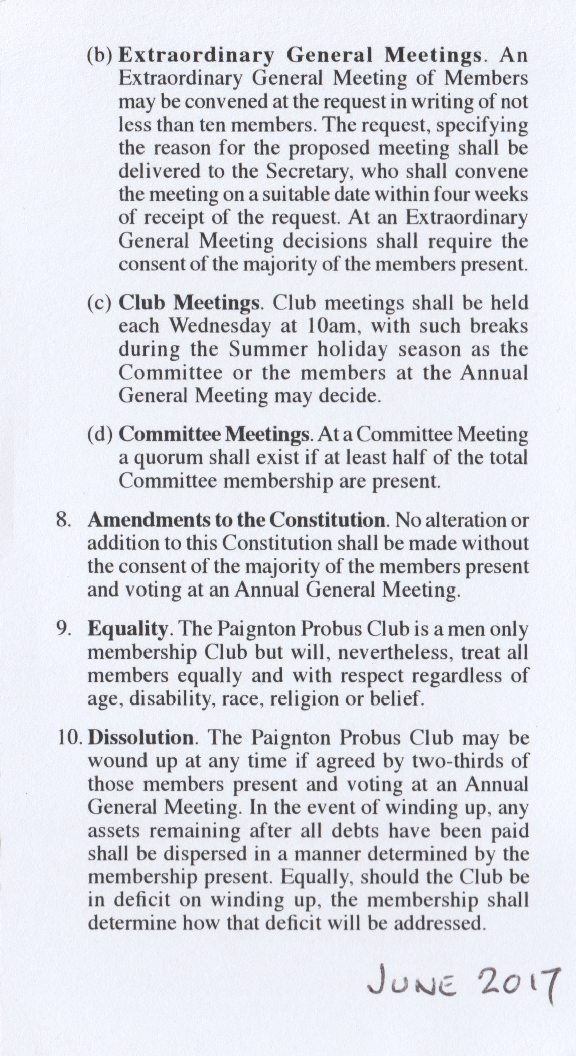 Constitution Card pre 2024 – Paignton Probus Club